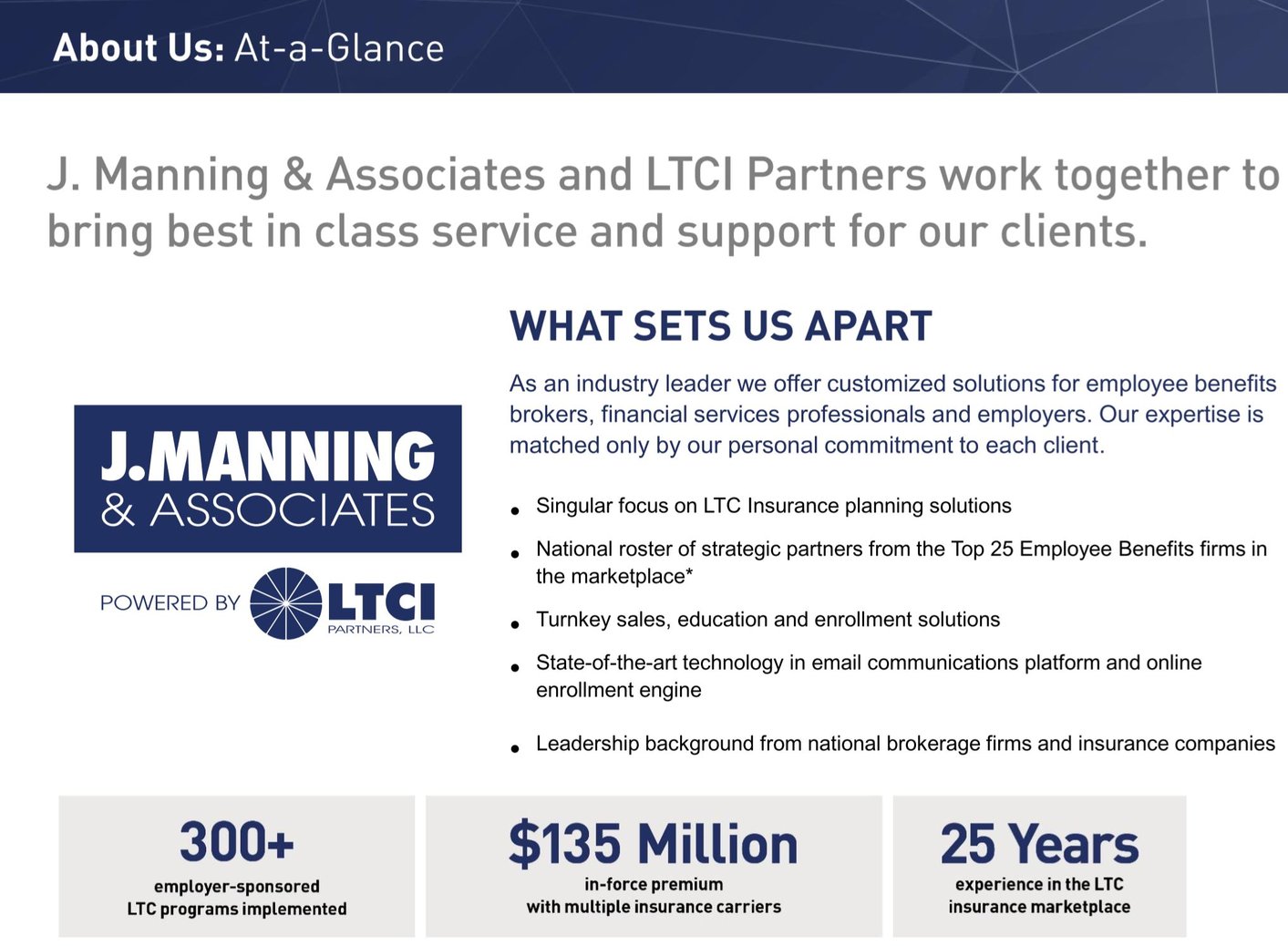 Get to know J. Manning & Associates Group LTC Team